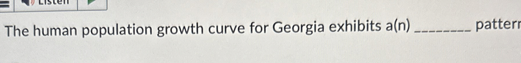 Solved The human population growth curve for Georgia | Chegg.com