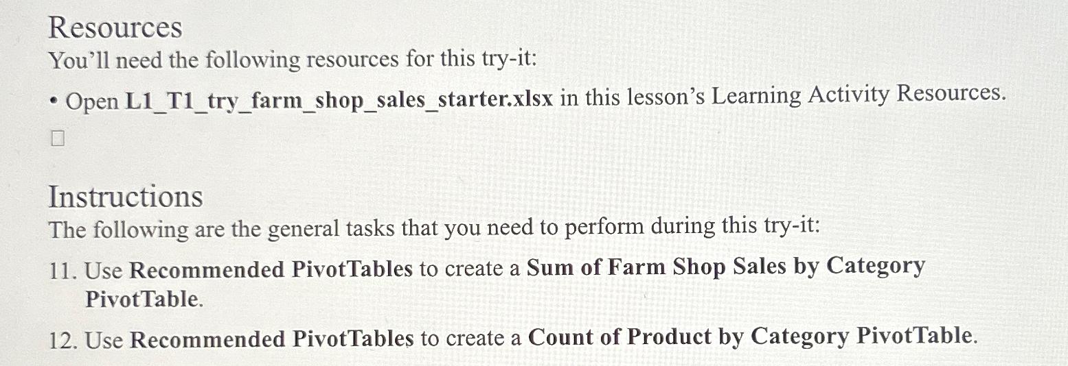 Solved ResourcesYou'll need the following resources for this | Chegg.com
