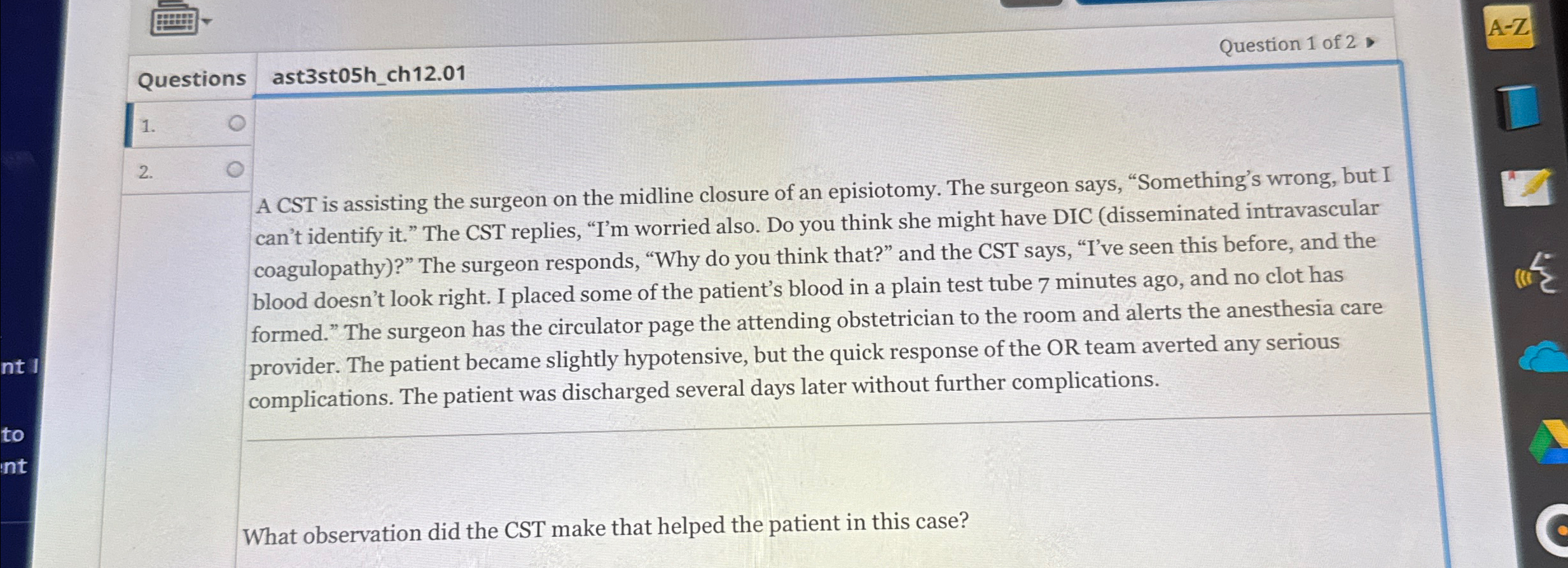 Solved Questions ast3st05h_ch12.01Question 1 ﻿of 21.2.A CST | Chegg.com