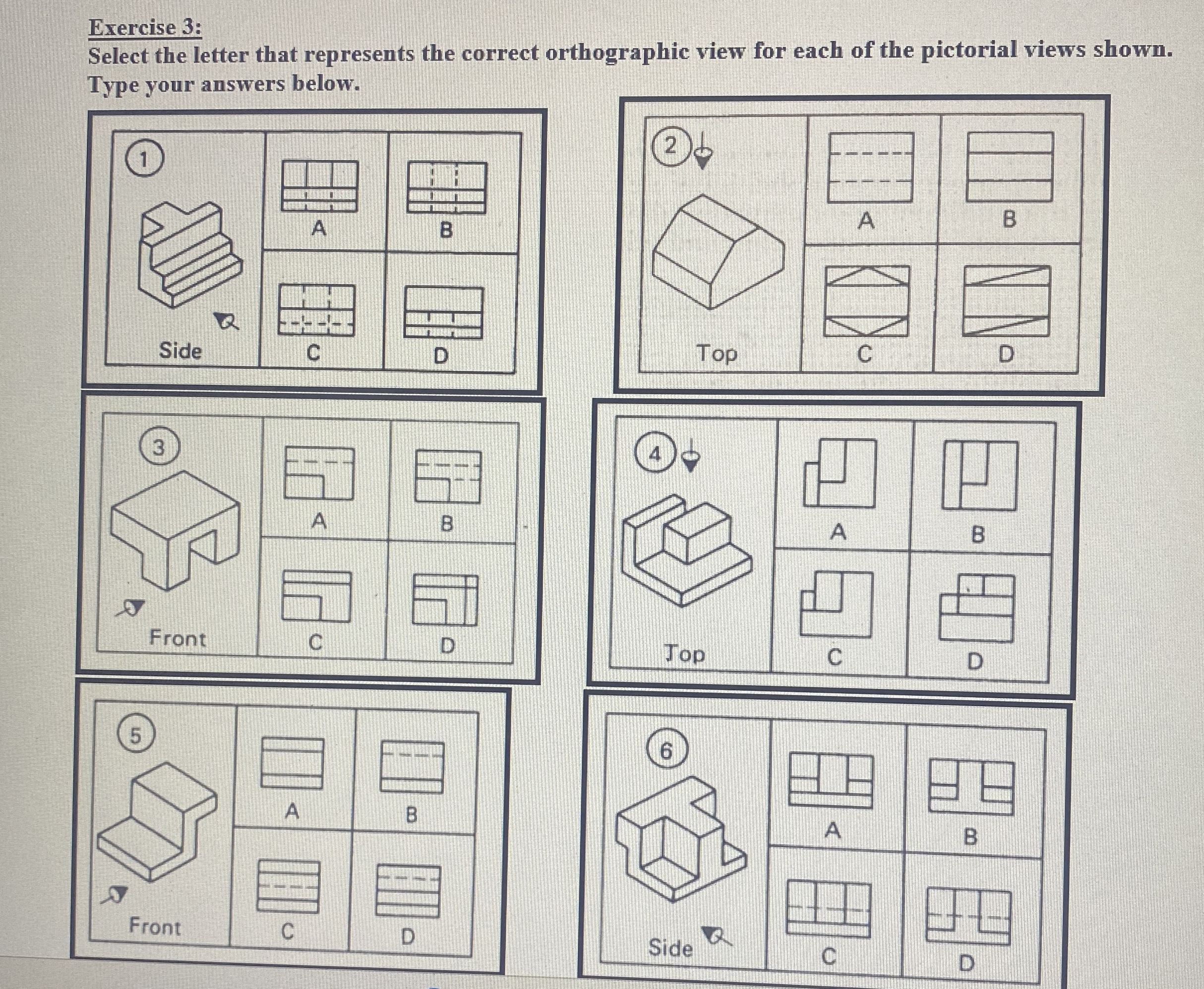 Solved Exercise 3:Select the letter that represents the | Chegg.com