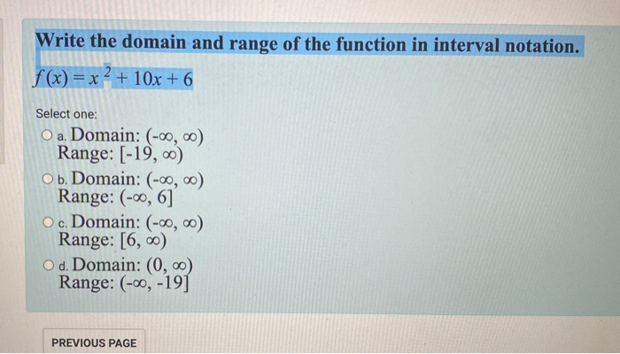 Solved Write the domain and range of the function in | Chegg.com