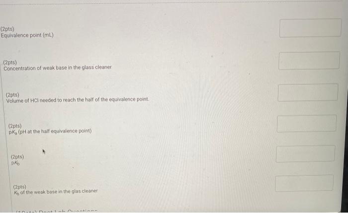 Solved (2pts) Equivalence point (mL) (2pts) Concentration of | Chegg.com