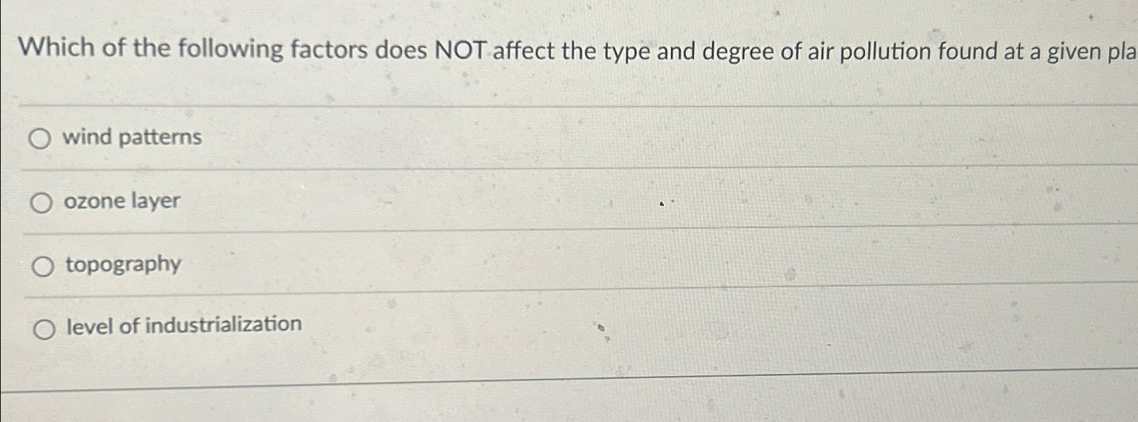 Solved Which of the following factors does NOT affect the | Chegg.com