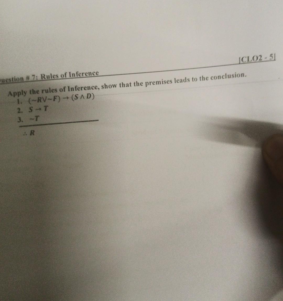 Solved estion \# 7: Rules of Inference Apply the rules of | Chegg.com