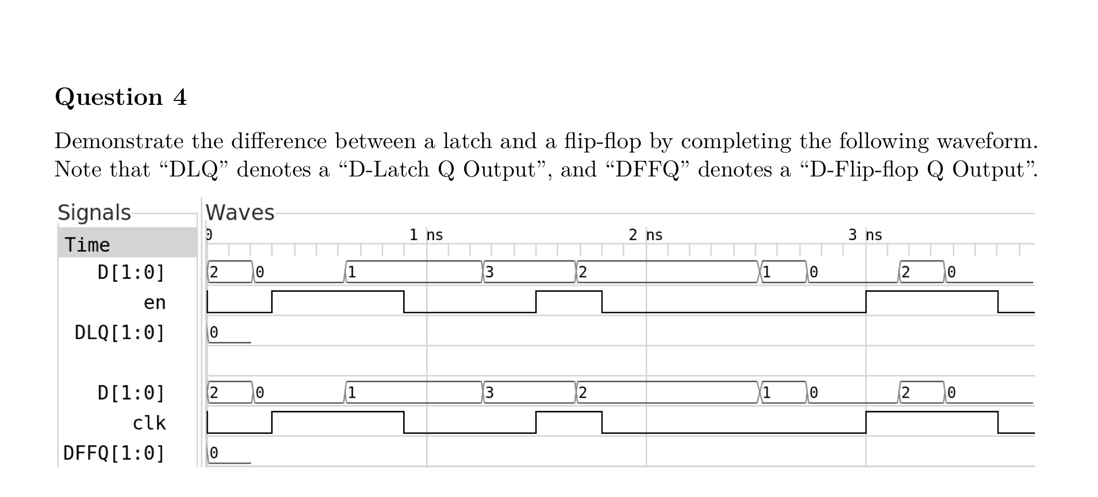 Solved Question 4Demonstrate the difference between a latch | Chegg.com