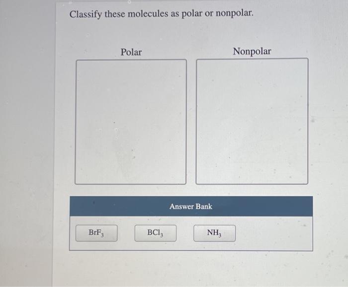 Solved Classify these molecules as polar or nonpolar. Polar | Chegg.com