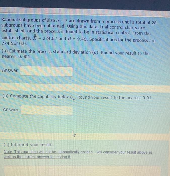 Solved Rational subgroups of size n = 7 are drawn from a | Chegg.com