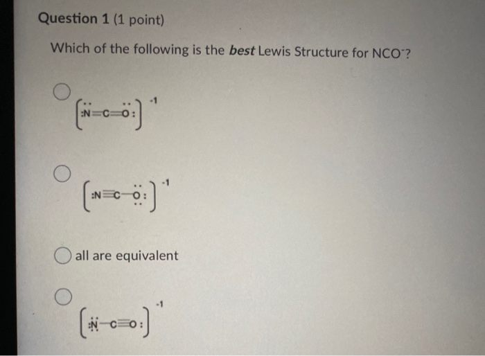 Solved Question 1 (1 point) Which of the following is the | Chegg.com