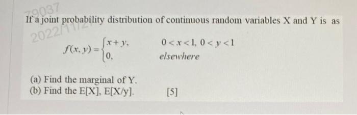 Solved If a joint probability distribution of continuous | Chegg.com
