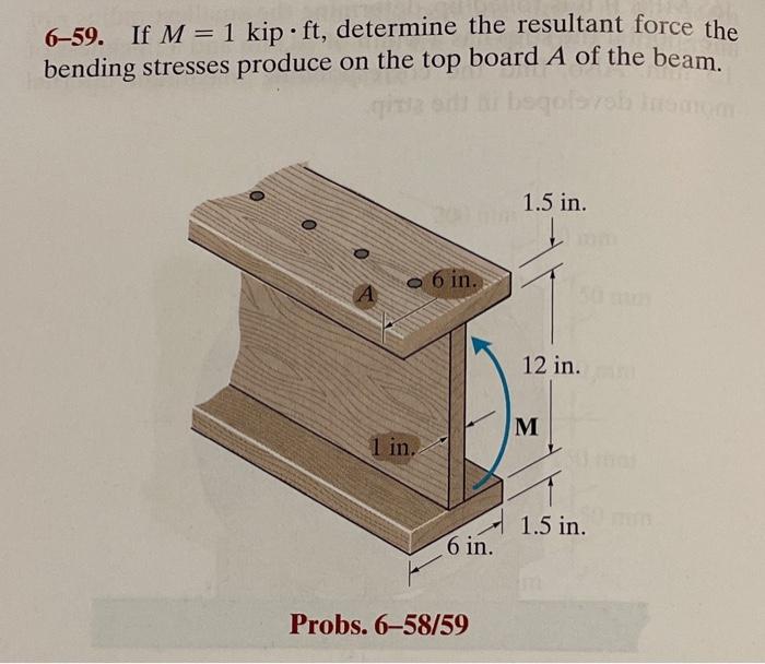 Solved 6-59. If M=1kip⋅ft, determine the resultant force the | Chegg.com