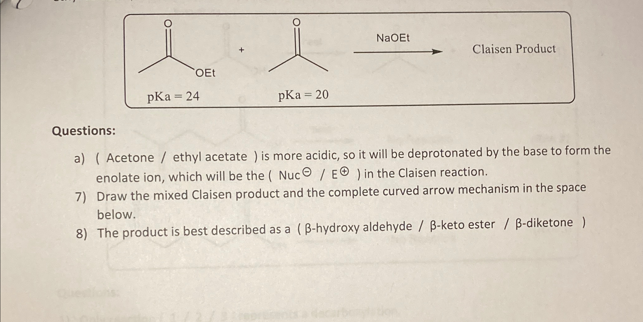 Solved Questions:a) (Acetone / ﻿ethyl acetate ) ﻿is more | Chegg.com