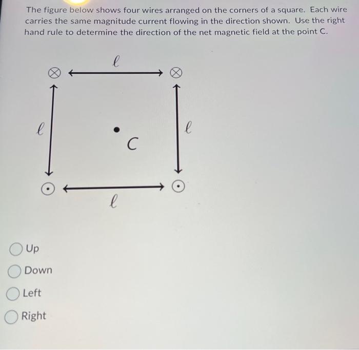 Solved The figure below shows four wires arranged on the | Chegg.com