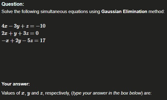 Solved Question:Solve the following simultaneous equations | Chegg.com