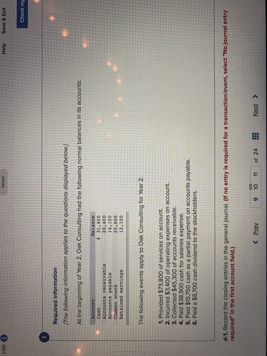 Solved HW Saved Help Save & Exit Check my Required | Chegg.com