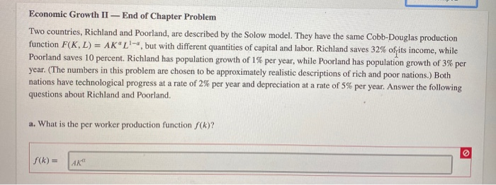 Solved Economic Growth II - End of Chapter Problem Two | Chegg.com
