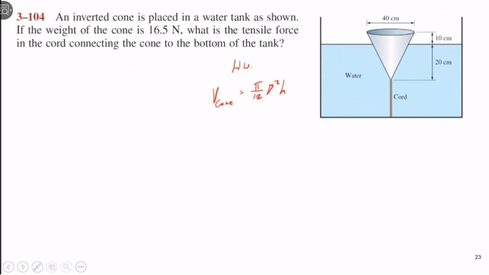 Solved 40 cm 3–104 An inverted cone is placed in a water | Chegg.com