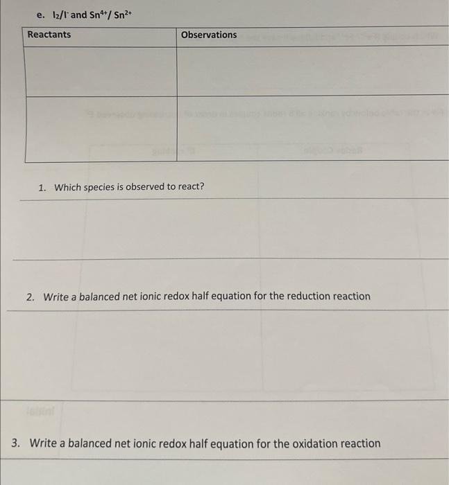 4. Write the overall balanced redox equation for the | Chegg.com