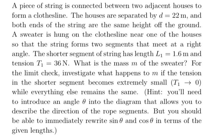 Solved A piece of string is connected between two adjacent | Chegg.com