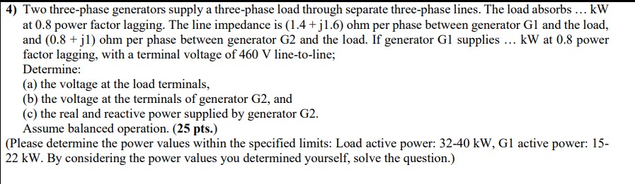 Solved Two three-phase generators supply a three-phase load | Chegg.com