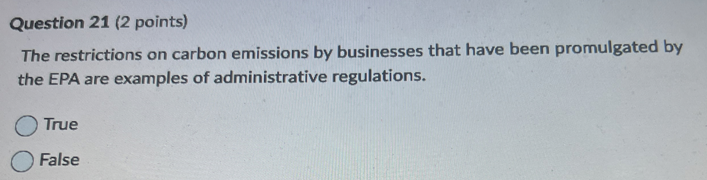 Solved Question 21 (2 ﻿points)The restrictions on carbon | Chegg.com
