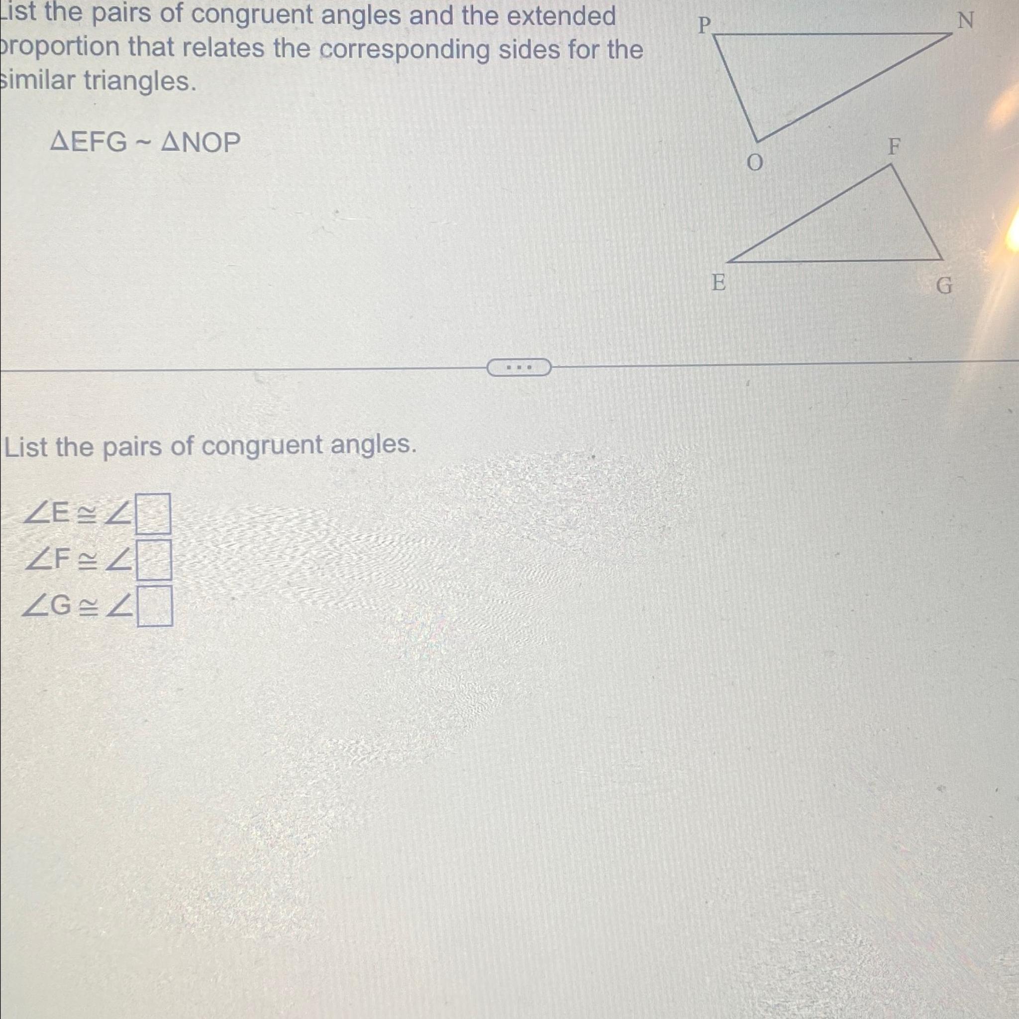 Solved the pairs of congruent angles and the extended | Chegg.com