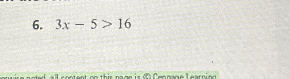 Solved 3x-5>16 ﻿Solve , ﻿set notation | Chegg.com