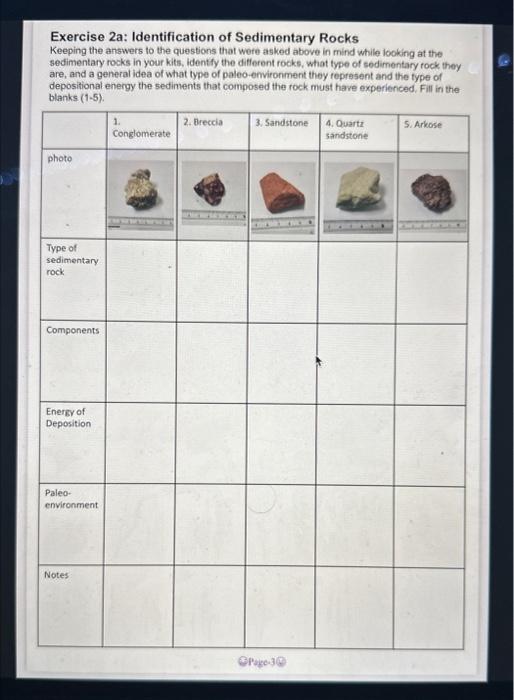 Solved Exercise 2a: Identification of Sedimentary Rocks | Chegg.com