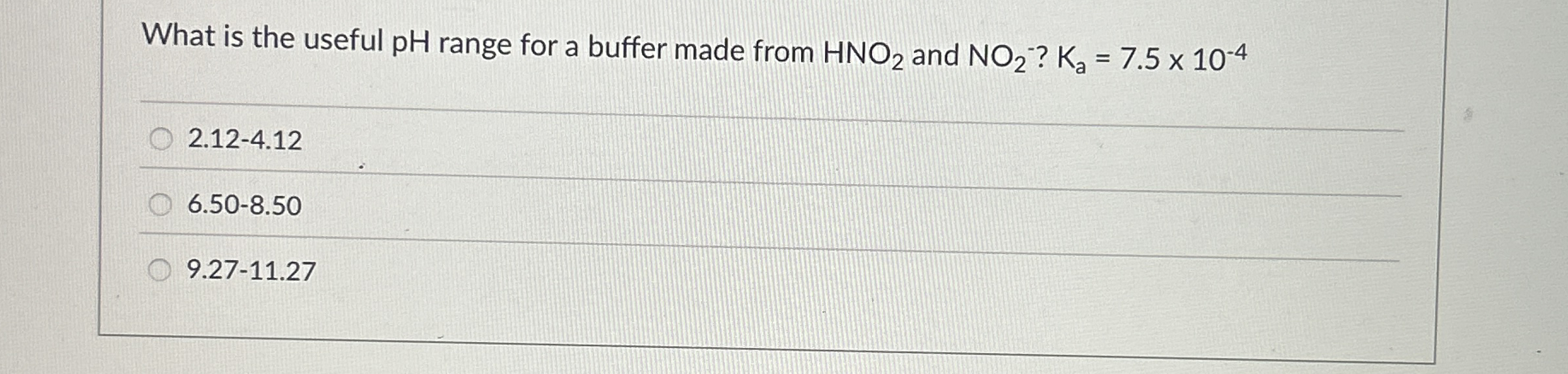 Solved What is the useful pH range for a buffer made from | Chegg.com
