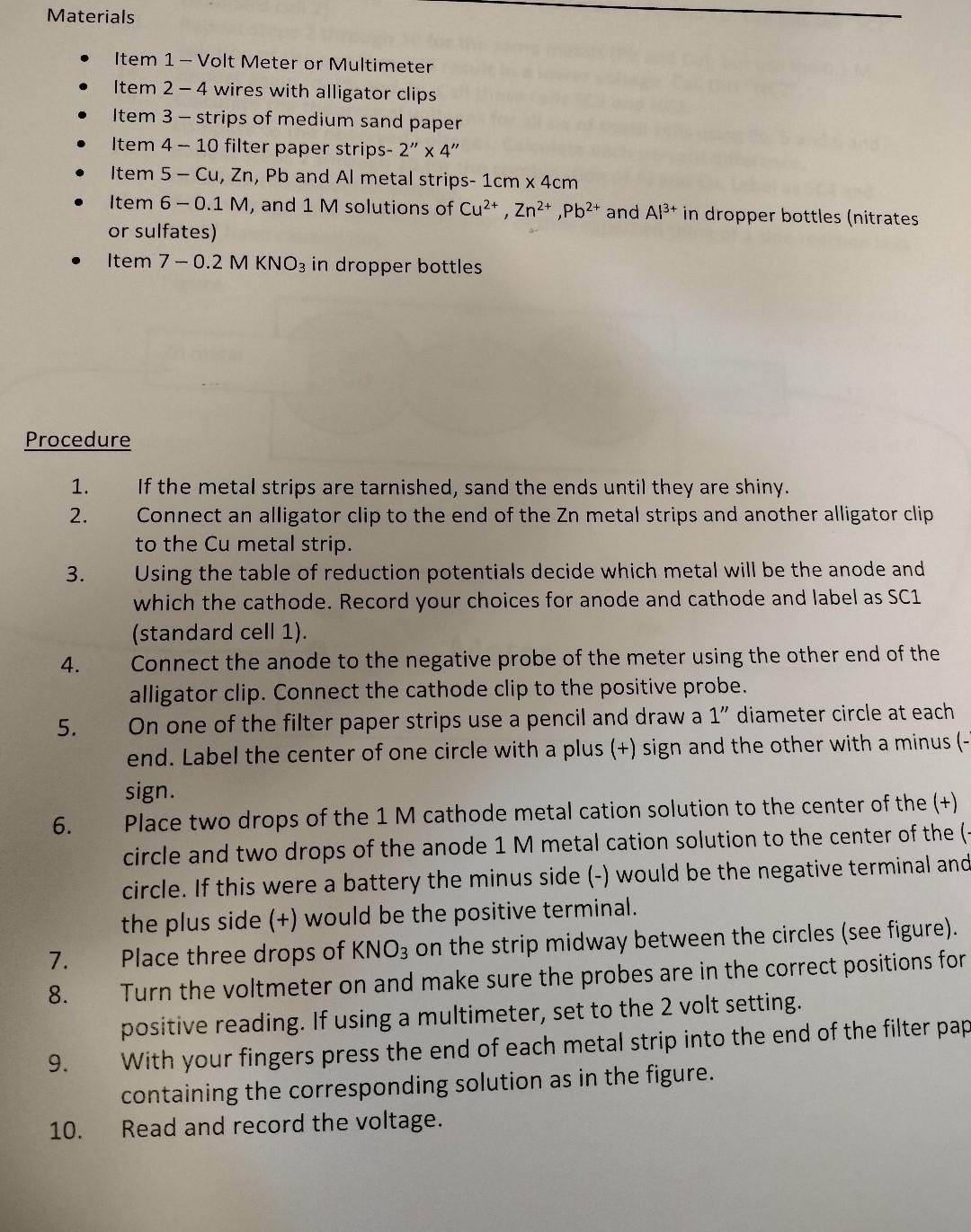 Solved Recorded Data: Standard Cells Recorded Data: | Chegg.com