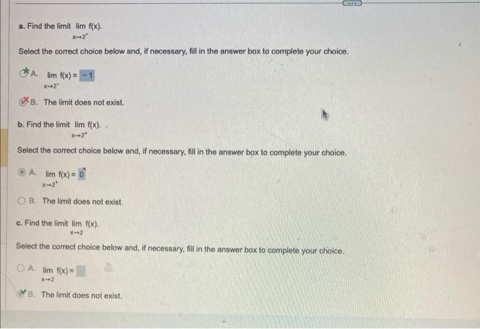 Solved a. Find the limit limf(x). Select the correct choice | Chegg.com