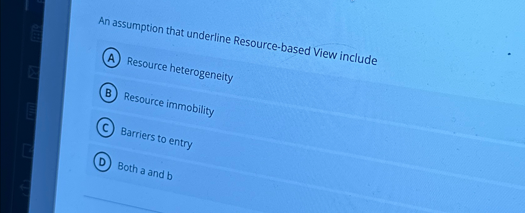 Solved An assumption that underline Resource-based View | Chegg.com