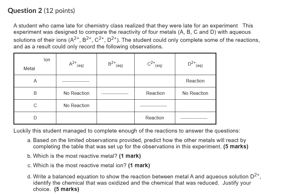 Solved Question 2 (12 ﻿points)A student who came late for | Chegg.com
