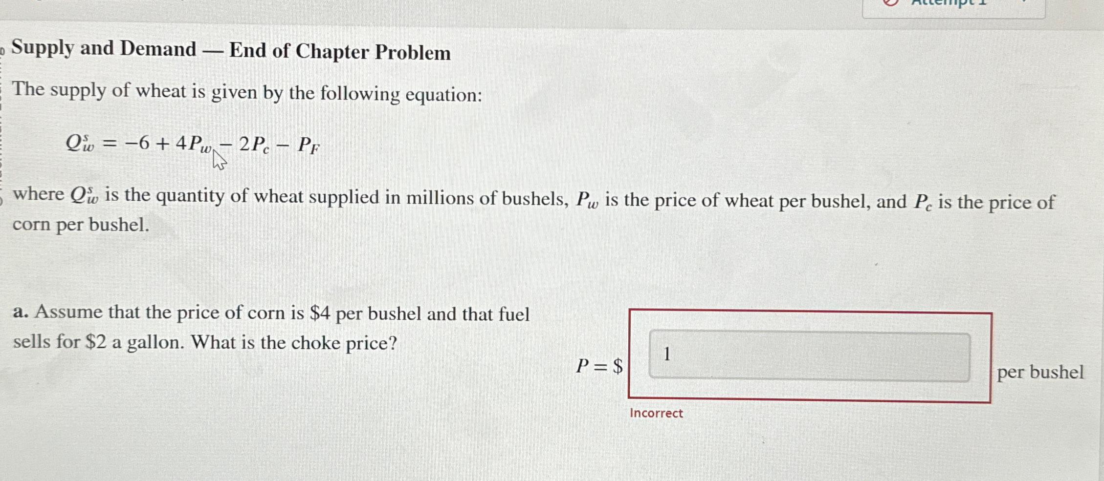 Solved Supply and Demand — ﻿End of Chapter ProblemThe supply | Chegg.com