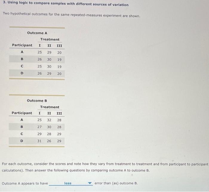 Solved 3. Using logic to compare samples with different | Chegg.com