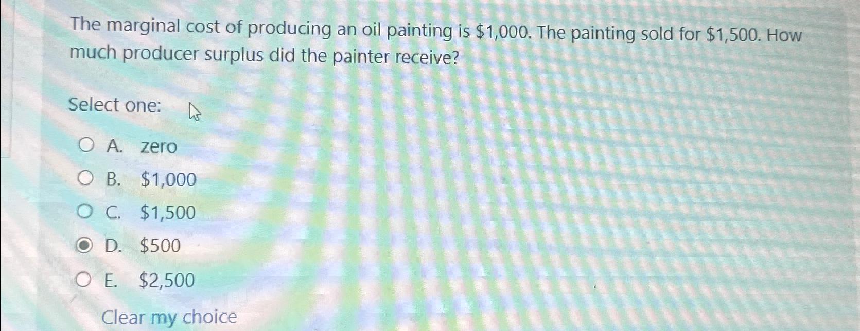 Solved The marginal cost of producing an oil painting is | Chegg.com