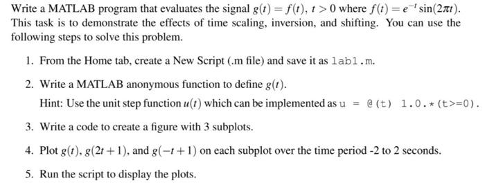 Solved Write A Matlab Program That Evaluates The Signal Gt 8871