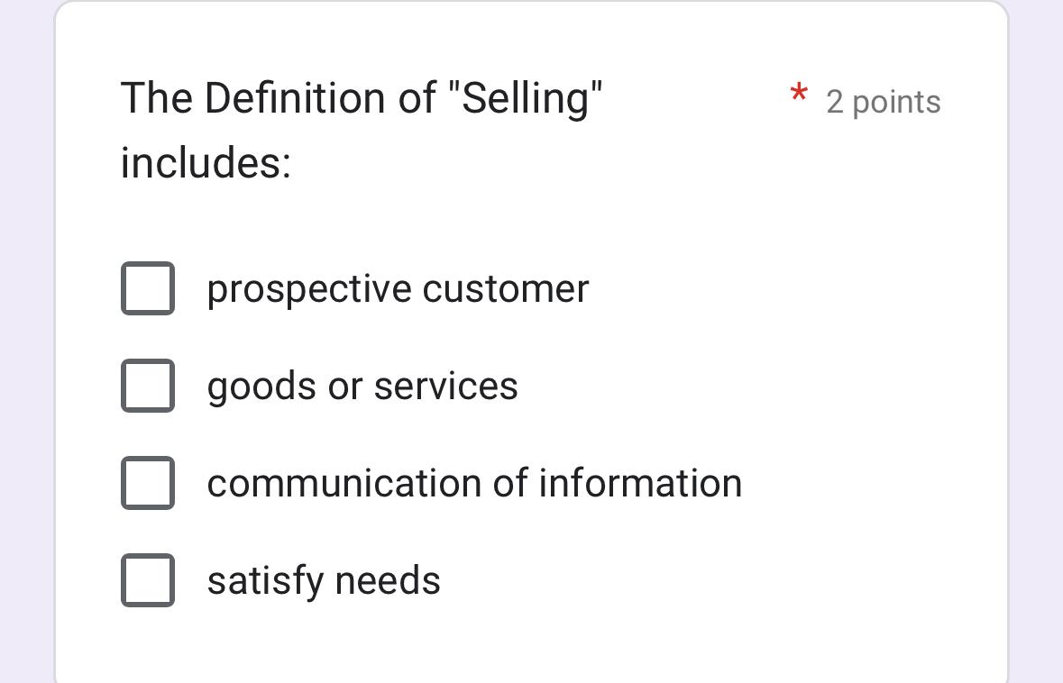 Solved The Definition of "Selling"2 ﻿points | Chegg.com