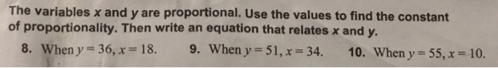 Solved The variables x and y are proportional. Use the | Chegg.com