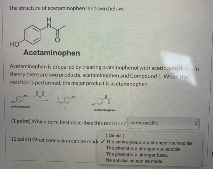 Solved The structure of acetaminophen is shown below. HO | Chegg.com