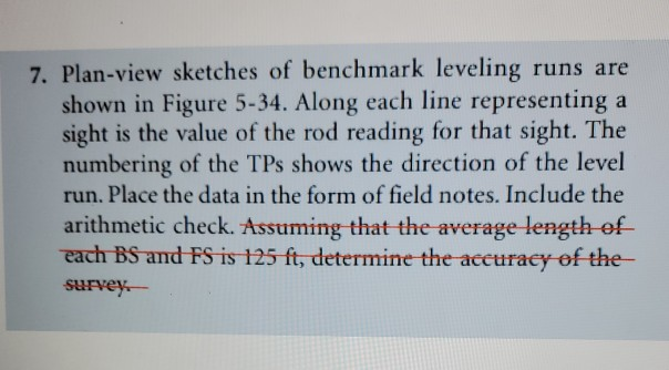 Solved 7. Plan-view sketches of benchmark leveling runs are | Chegg.com
