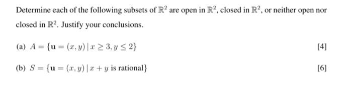 Solved Determine each of the following subsets of R2 are | Chegg.com