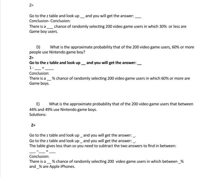 Solved Solve the statistical problem listed below. Parts a-e | Chegg.com
