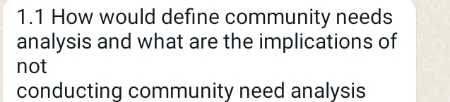 Solved 1.1 ﻿How would define community needs analysis and | Chegg.com