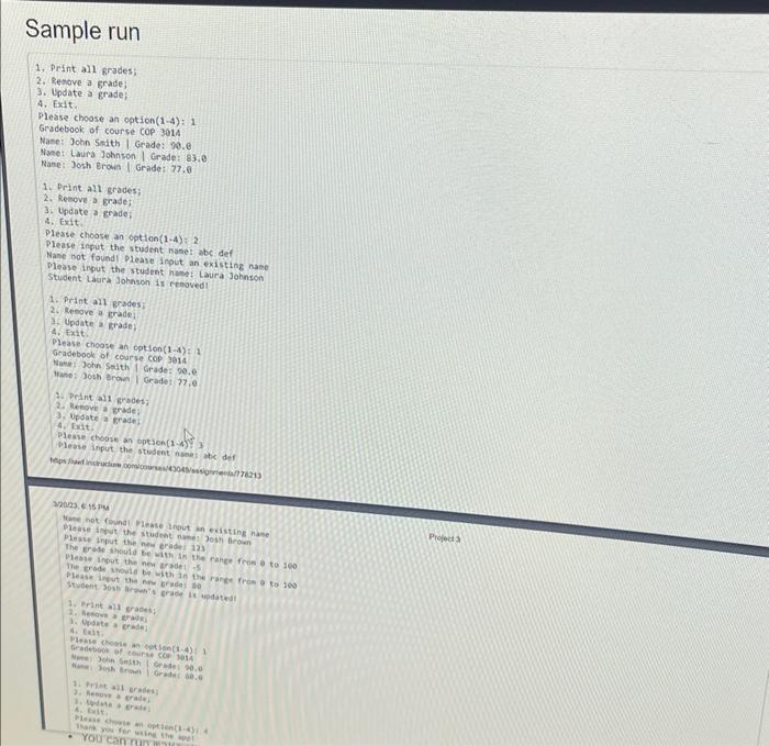 Solved Develop a grade book system that allows manipulation | Chegg.com