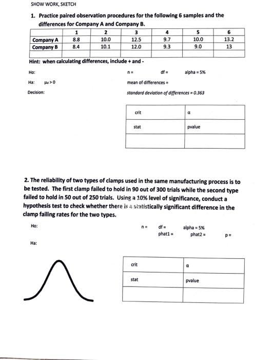 Solved 1. Practice paired observation procedures for the | Chegg.com