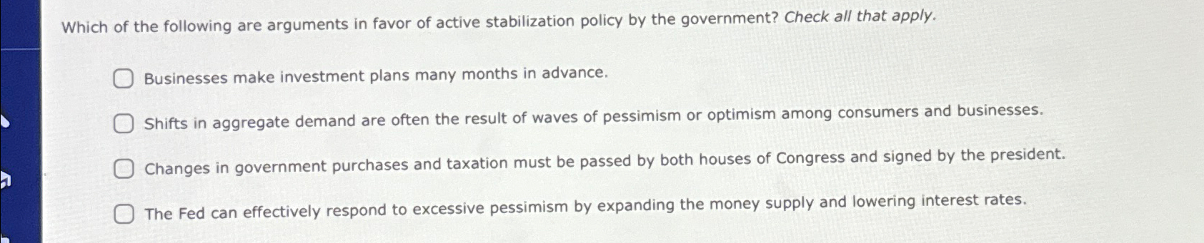 Solved Which of the following are arguments in favor of | Chegg.com