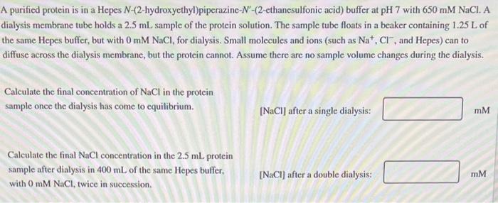 Solved A purified protein is in a Hepes | Chegg.com