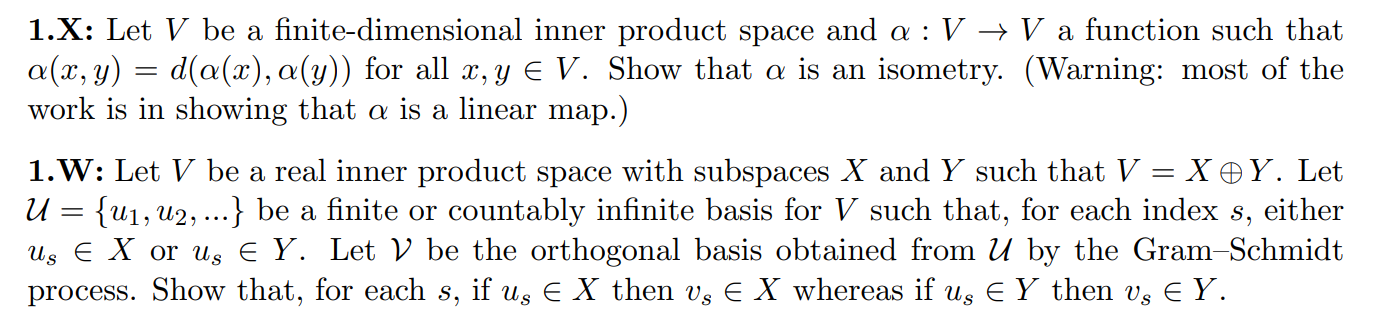 Solved 1.X: Let V ﻿be a finite-dimensional inner product | Chegg.com