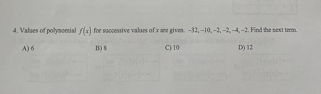 Values of polynomial f(x) ﻿for successive values of x | Chegg.com