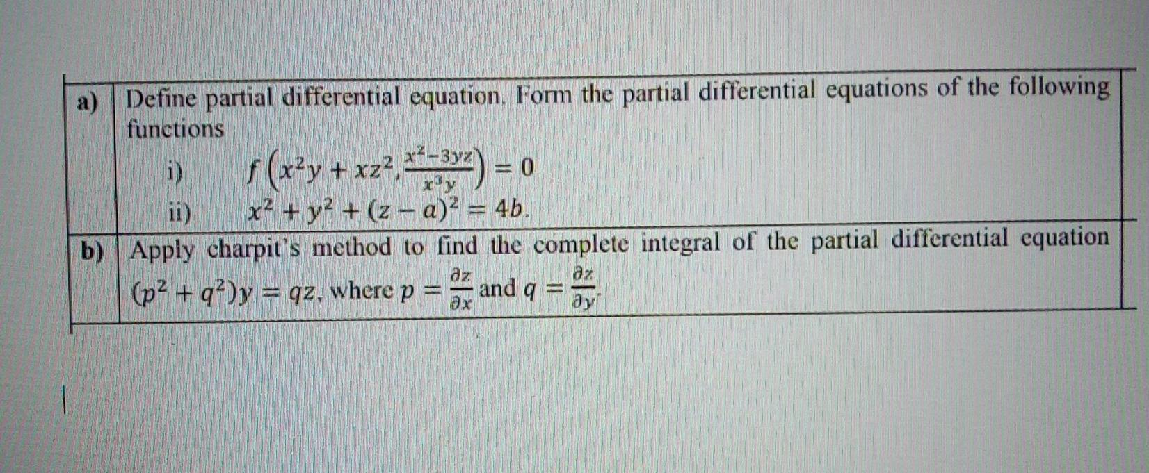 Solved a) Define partial differential equation. Form the | Chegg.com